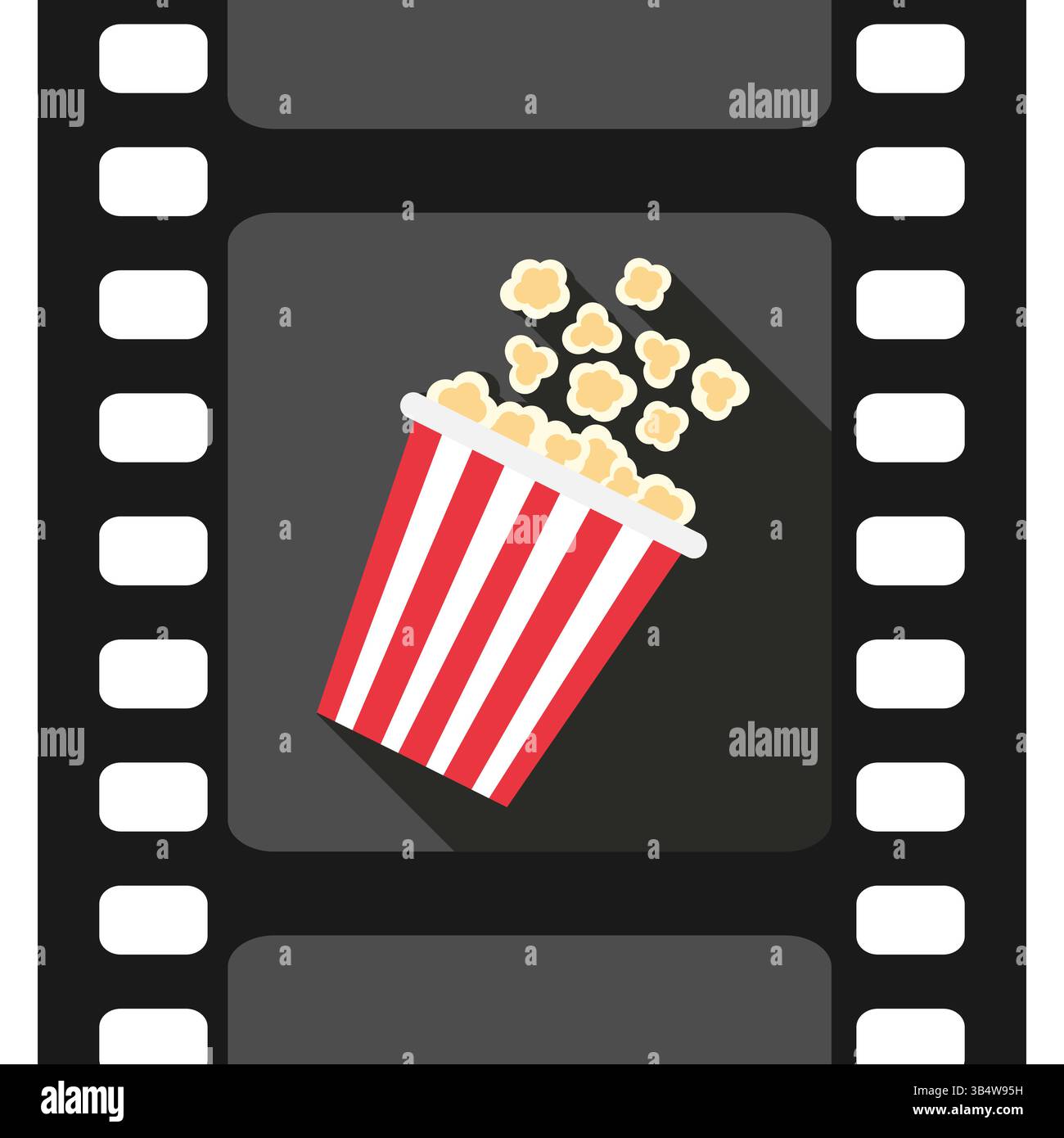 Popcorn bucket icon in movie filmstrip. Cinema movie icon symbol ...