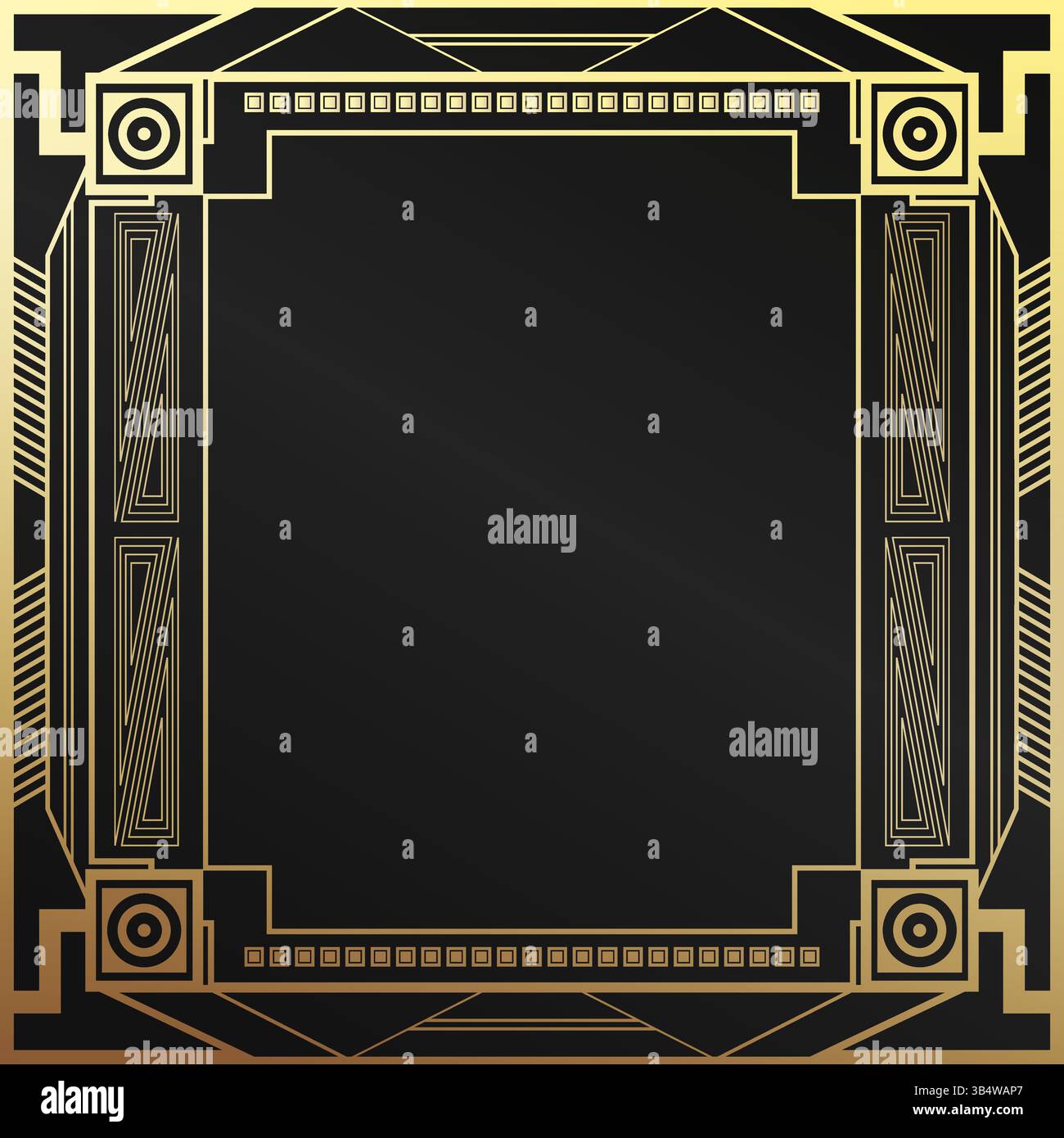 Golden vintage Gatsby style frame template. Retro style Art Deco border ...