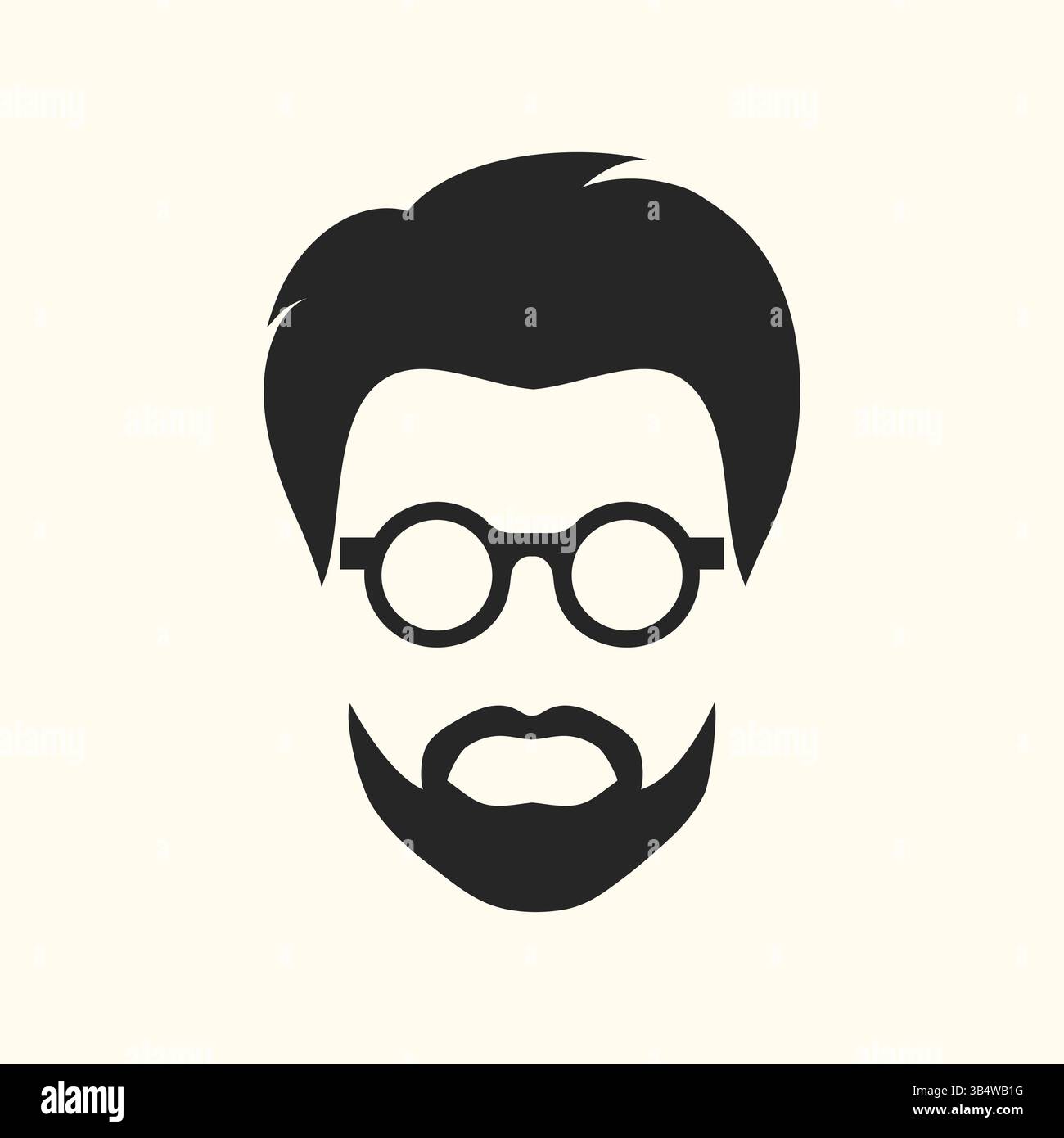 Bearded man in glasses icon. Haircut, glasses and beard. Abstract ...