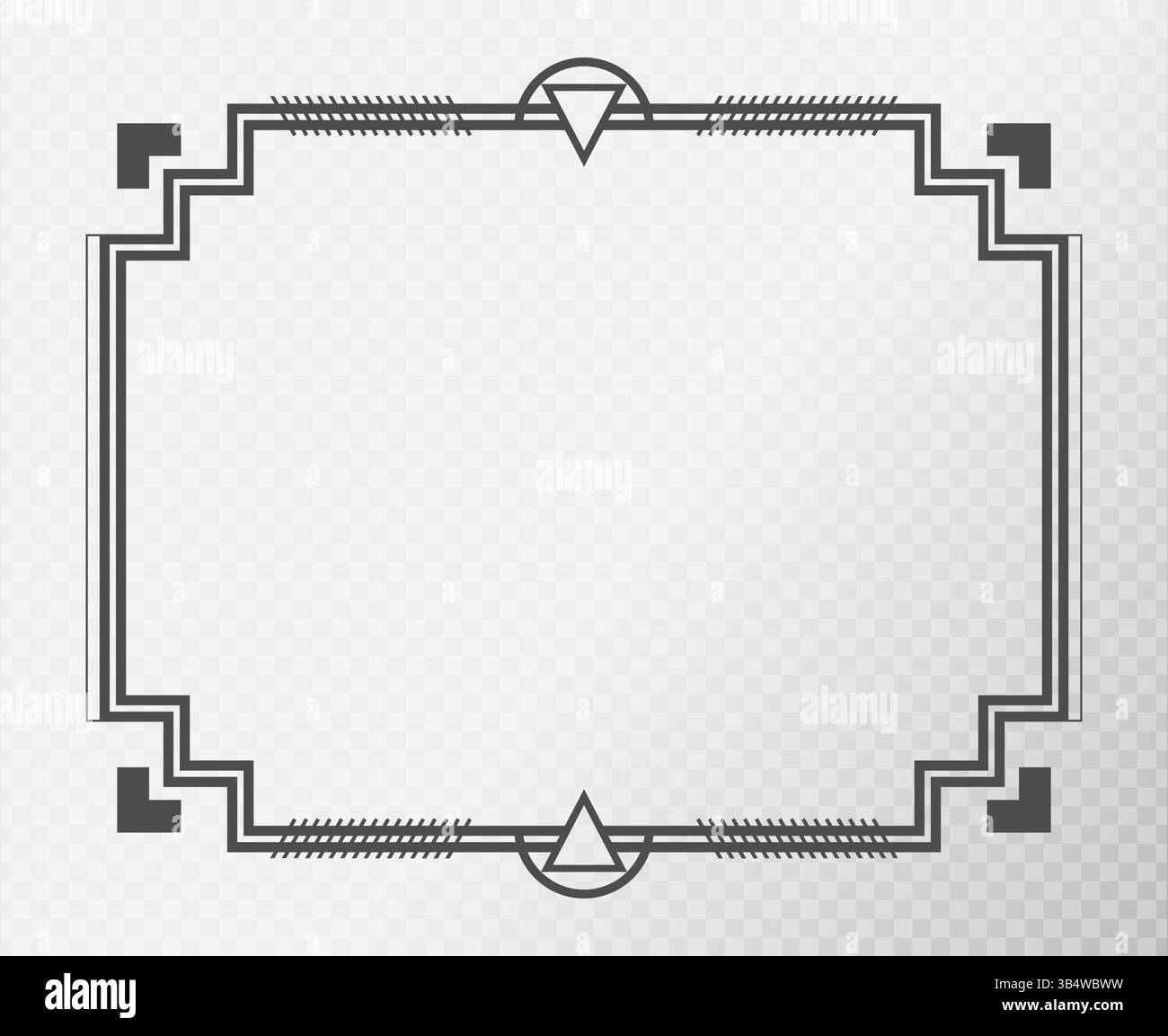 Art Deco frame on transparent background. Vintage retro Art Deco border ...