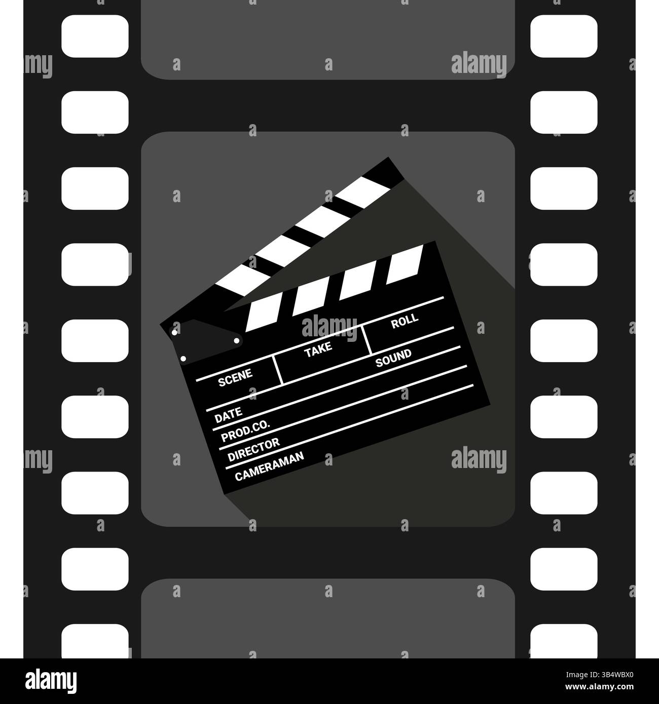 Clapperboard, film slate icon in movie filmstrip. Cinema movie icon ...
