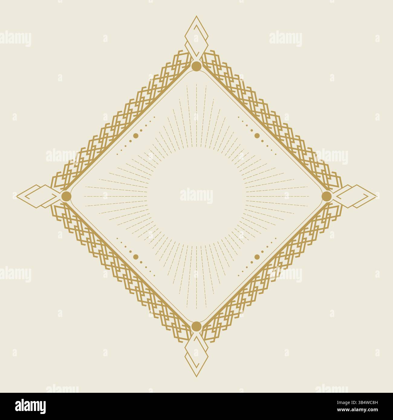 Art Deco frame in rhombus shape on light background. Vintage retro Art ...