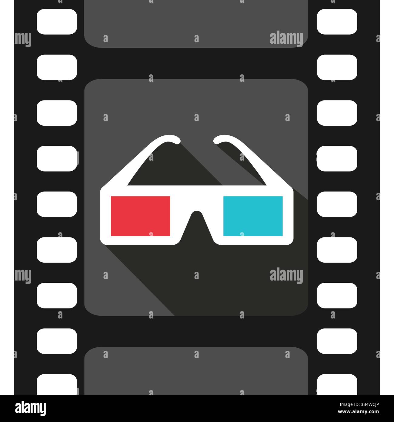 3d glasses icon in movie filmstrip. Cinema movie icon symbol. Vector ...