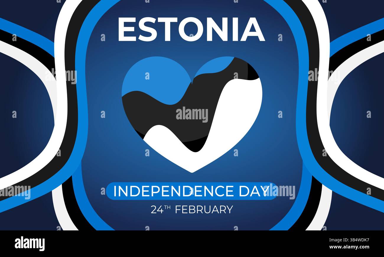 Estonia Independence Day banner with national flag in heart shape and ...