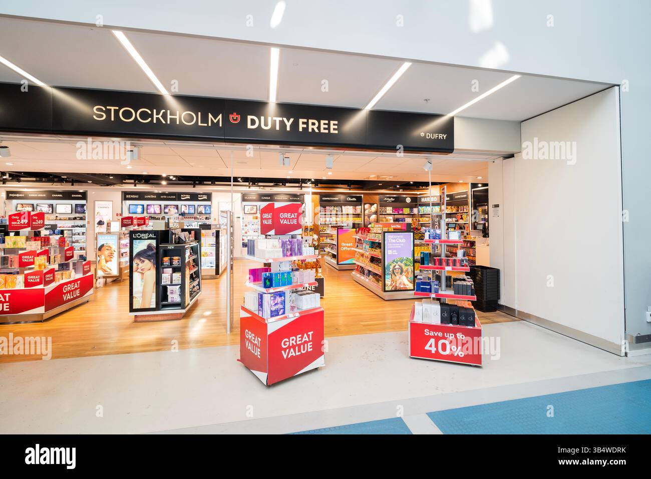 April 27, 2025, Stockholm, Sweden, Duty Free shop in the airport ...