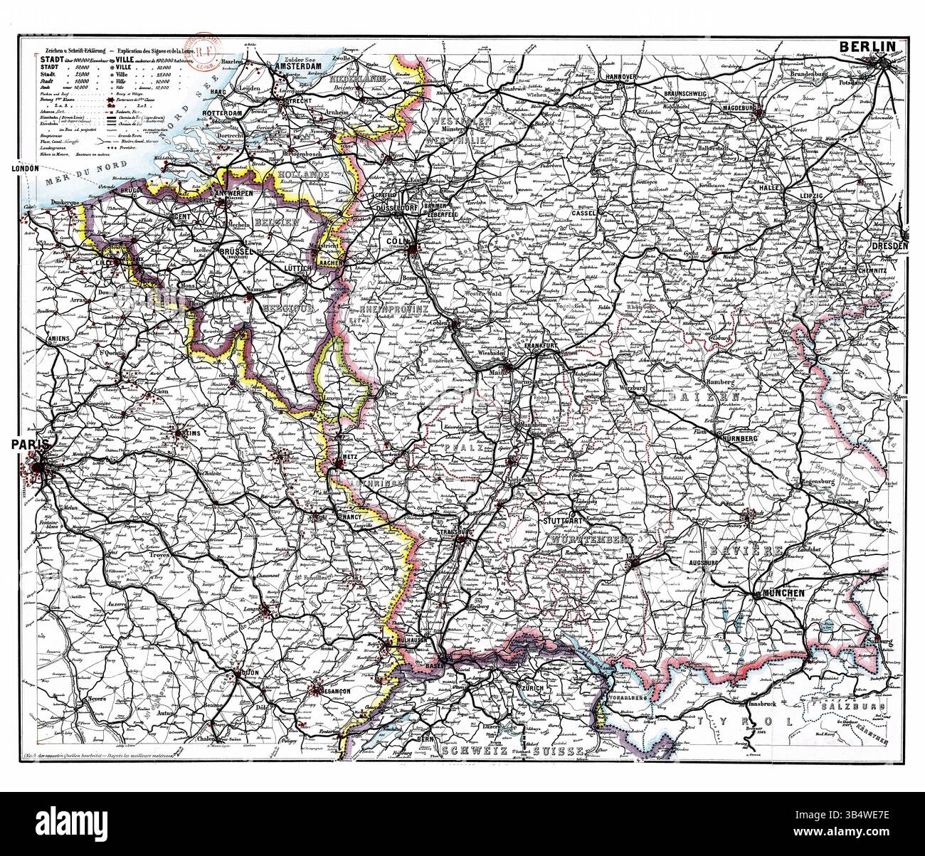 Military and commercial map of Franco-German border and neighboring ...