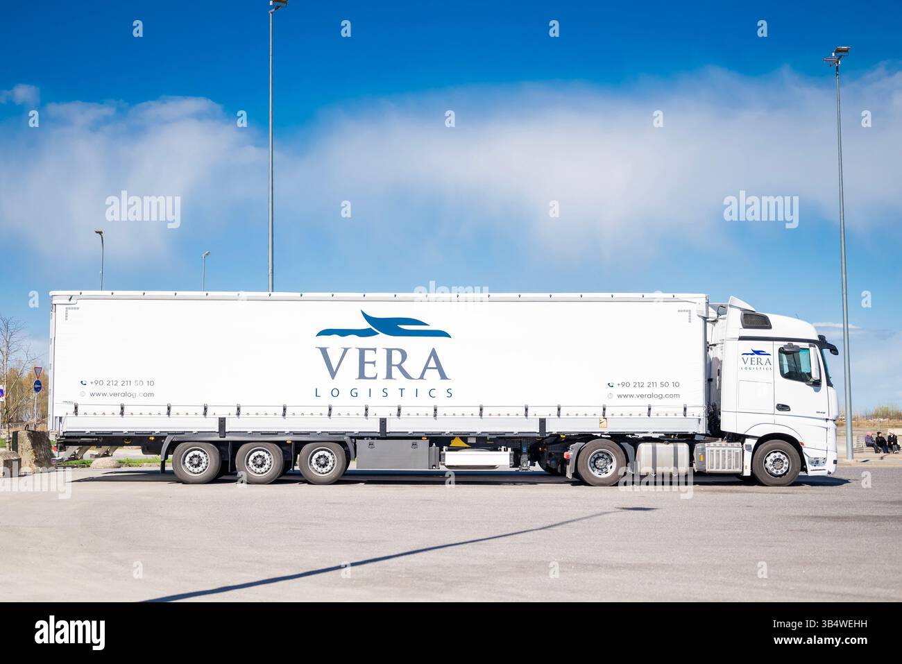 April 27, 2025 Tallinn Estonia, logistics many trucks in the terminal ...