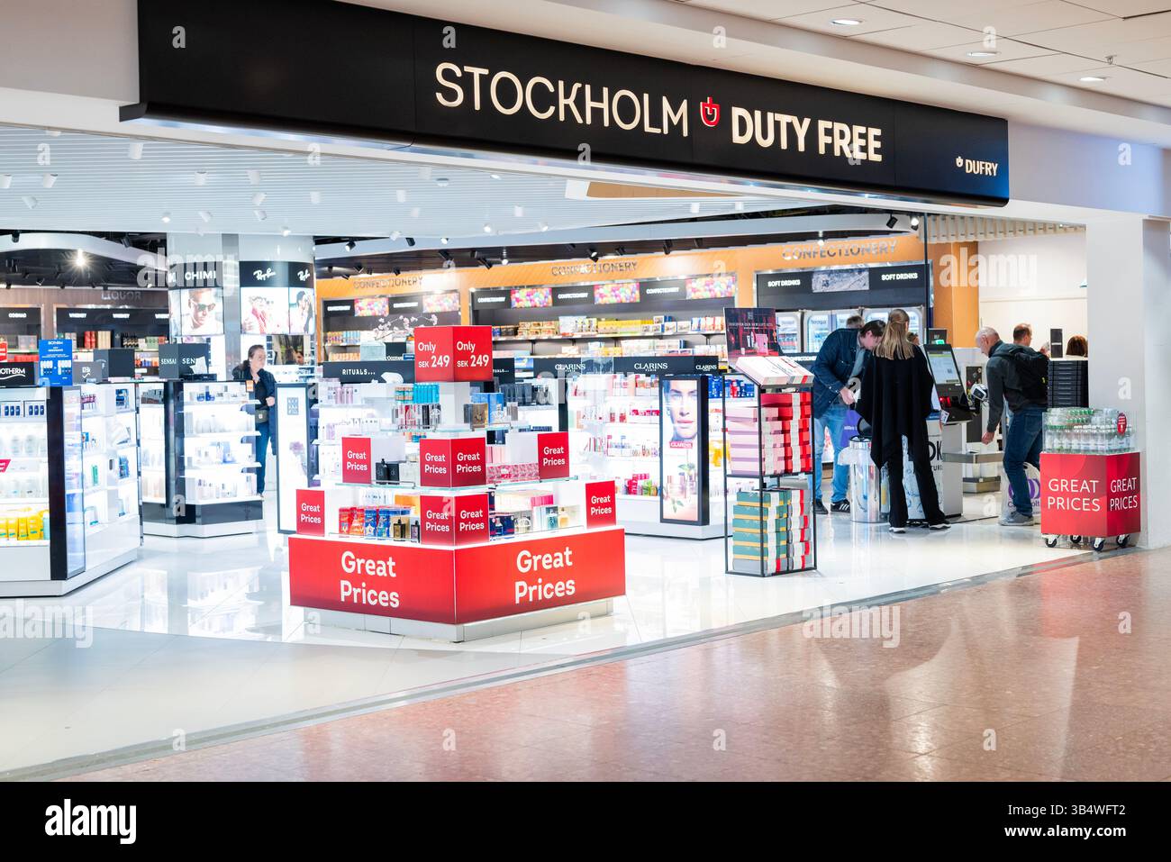 April 27, 2025, Stockholm, Sweden, Duty Free shop in the airport ...
