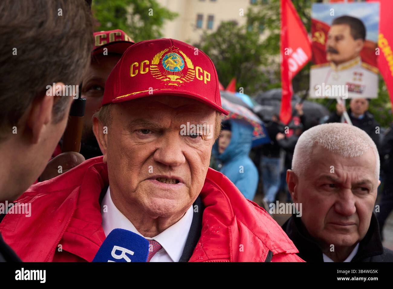 Russian Communist Party leader Gennady Zyuganov speaks to journalists ...