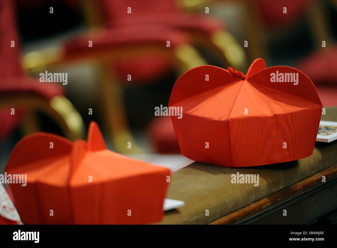 File photo - Cardinal's red scarlet hat : the birretta during a ...