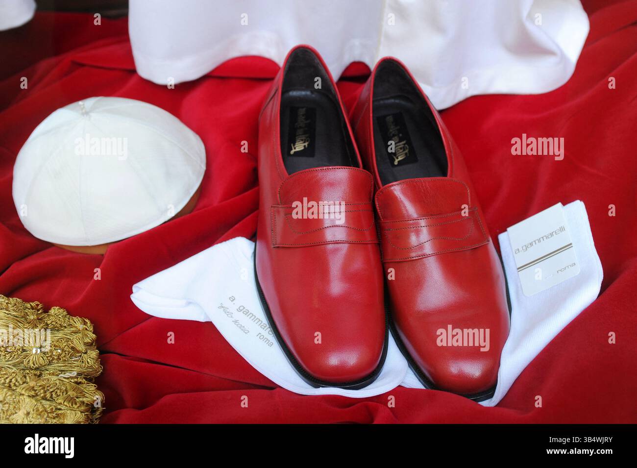 File photo - Red leather slippers, traditionally worn by popes since ...