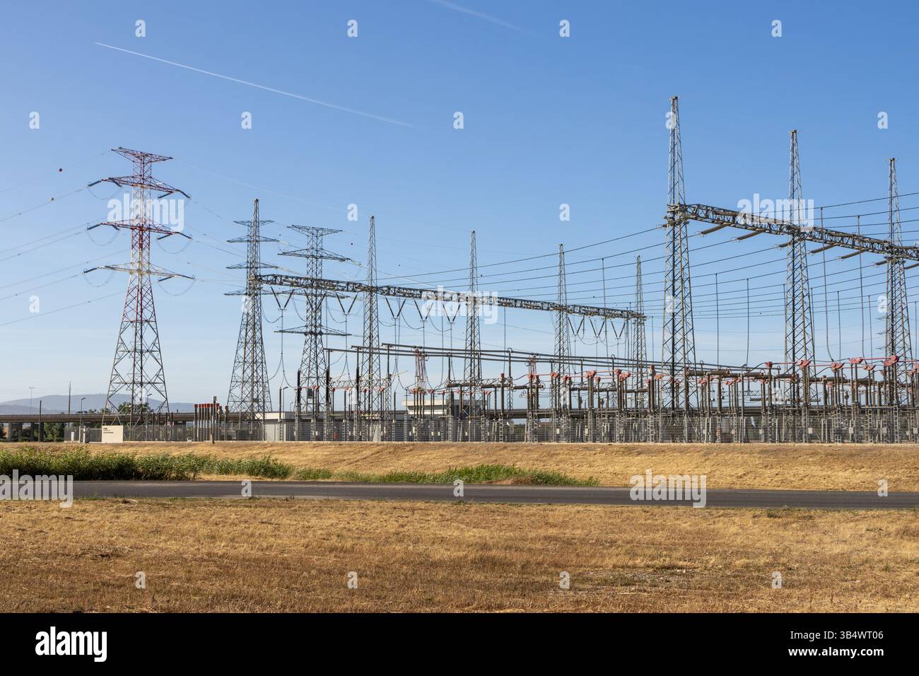 Electrical substation distributing high voltage electricity through a ...