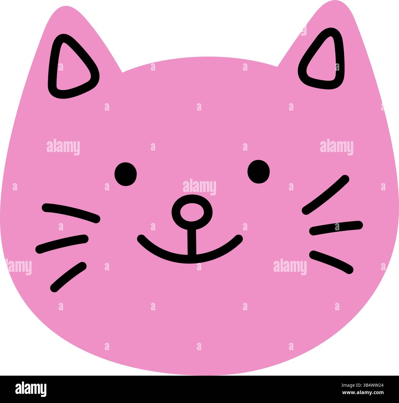 Cute doodle happy cat face icon. Smile laughing cat. Kitty kawaii emoji ...