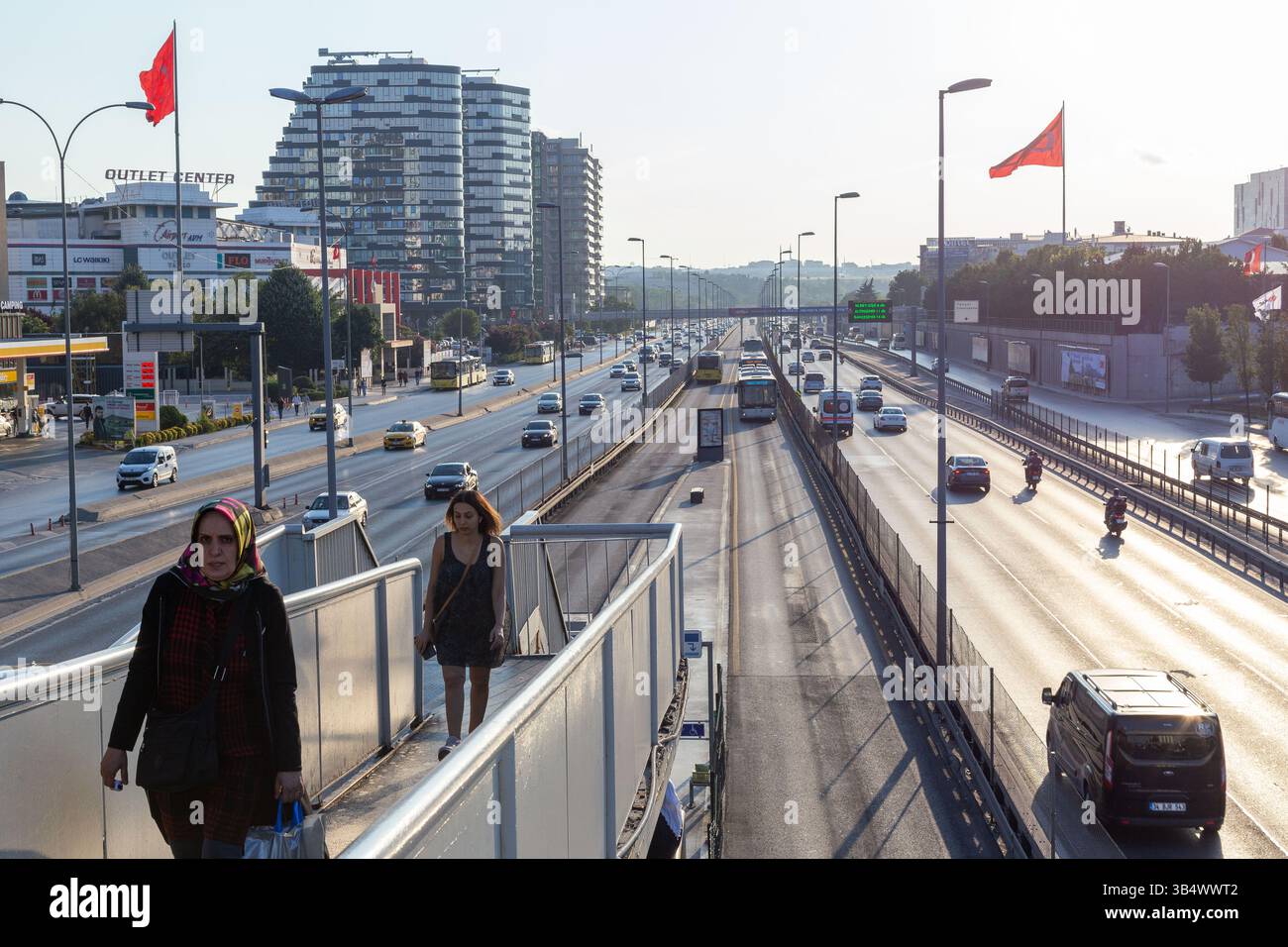 July 8, 2022: High angle view of the reserved Metrobus road on the ...
