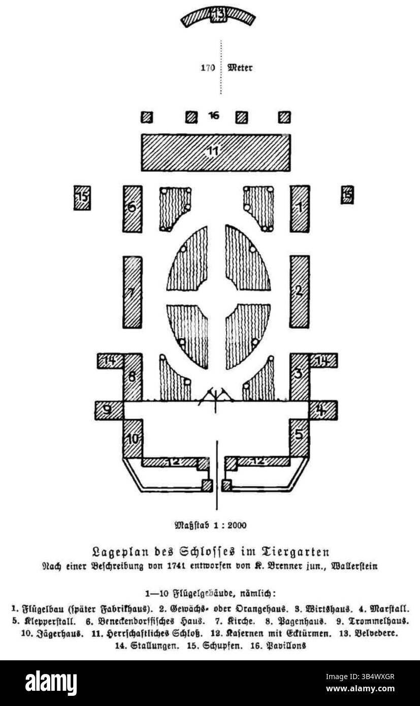 This 1741 map, designed by K. Brenner junior, depicts the layout of ...
