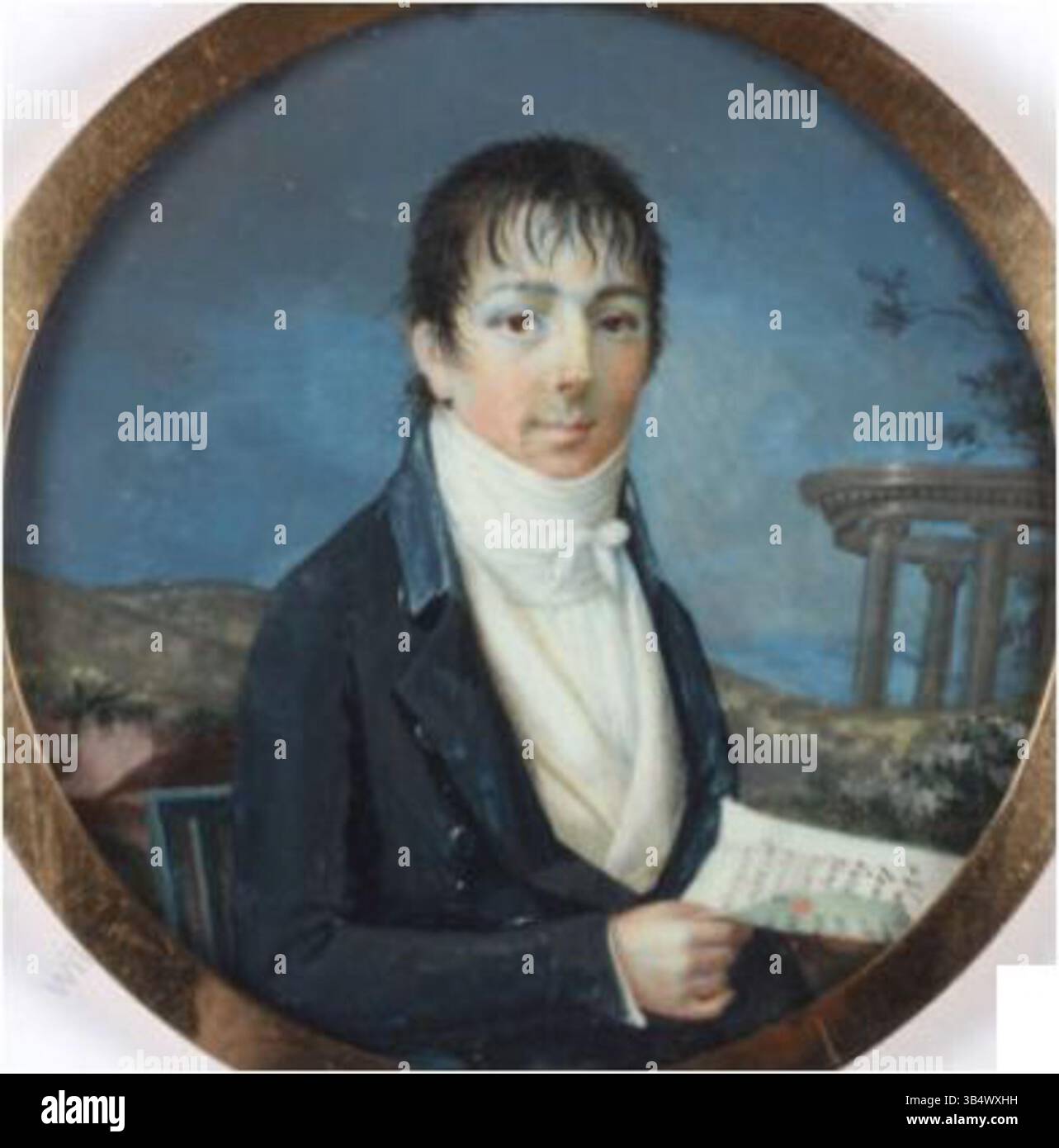 Miniature portrait attributed to Boudin, depicting a young French ...