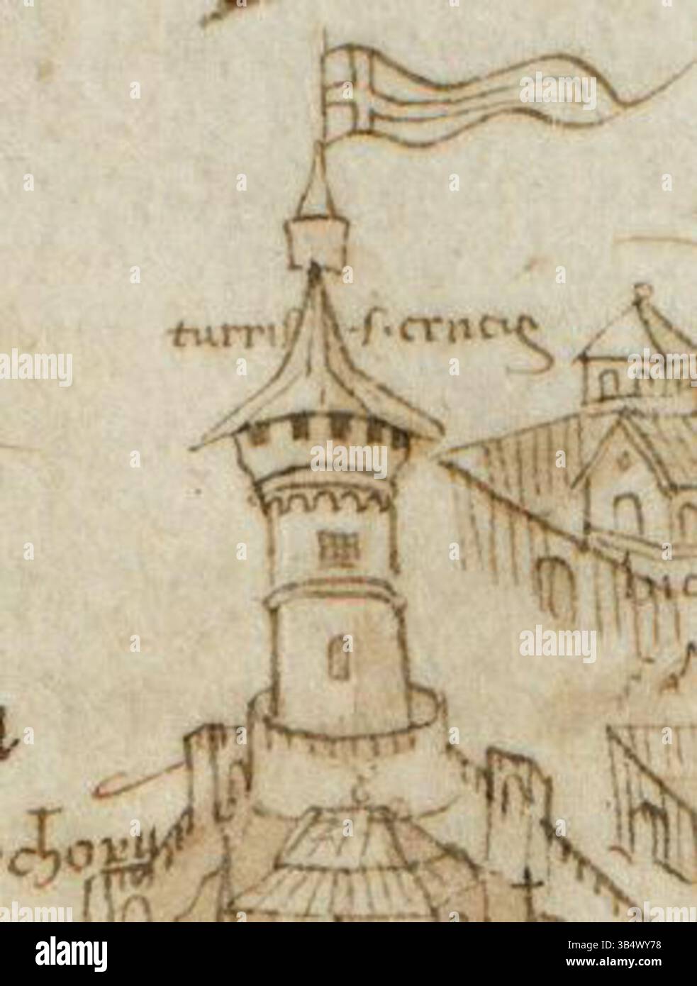 The Galata Tower, depicted in the map of Constantinople by Cristoforo ...