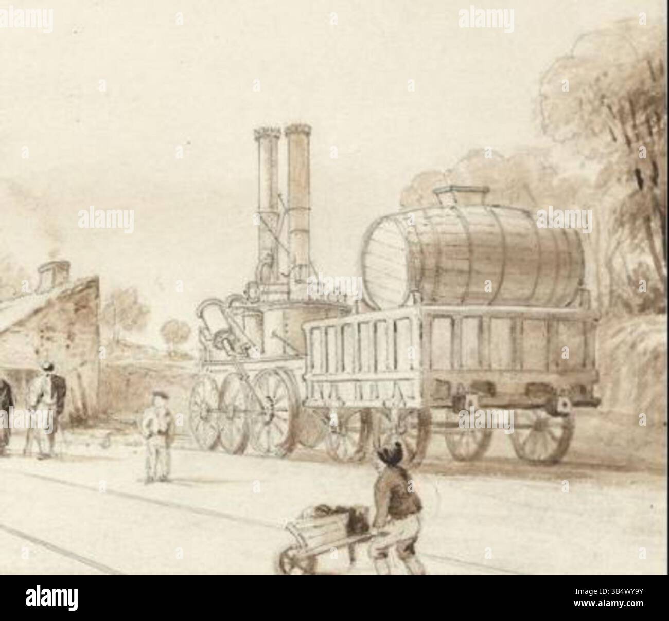 This watercolor painting from circa 1830 by Isaac Shaw shows the 'Twin ...