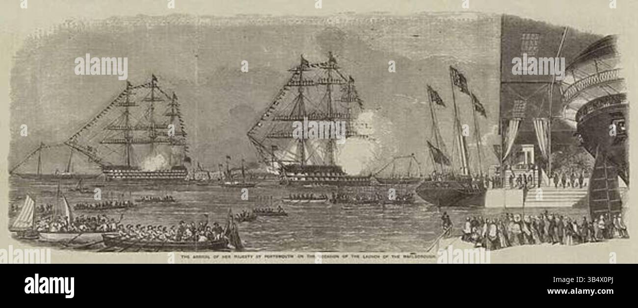 This 1855 illustration captures the arrival of Queen Victoria at ...