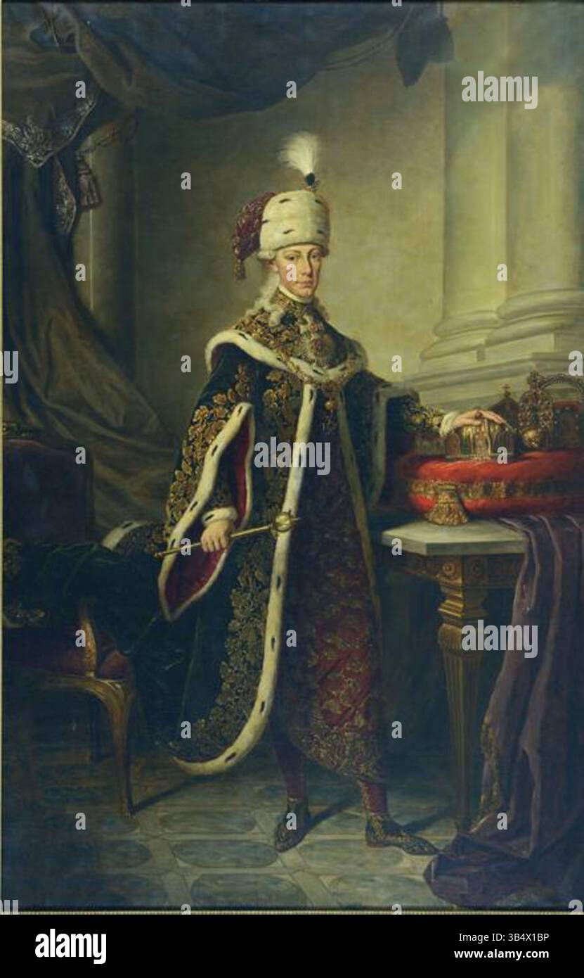 This portrait by Johann Tusch from 1792 shows Francis II, Holy Roman Emperor, dressed in the ...