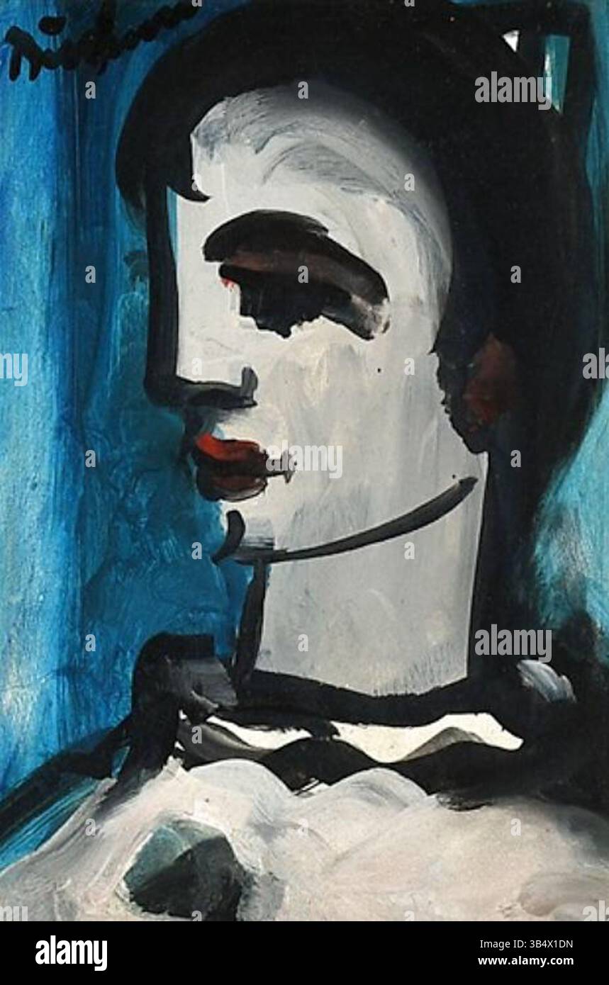 Harlequin profile, an oil on board painting by Carl Buchner from after ...