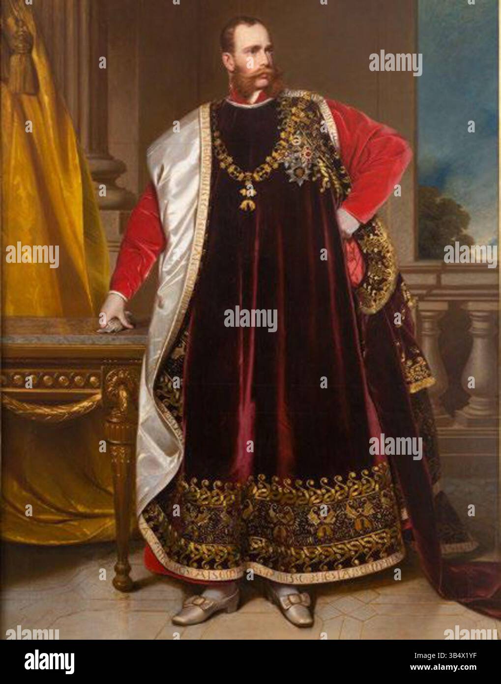 This oil painting by Matthäus Aigner from 1868 depicts Emperor Franz ...