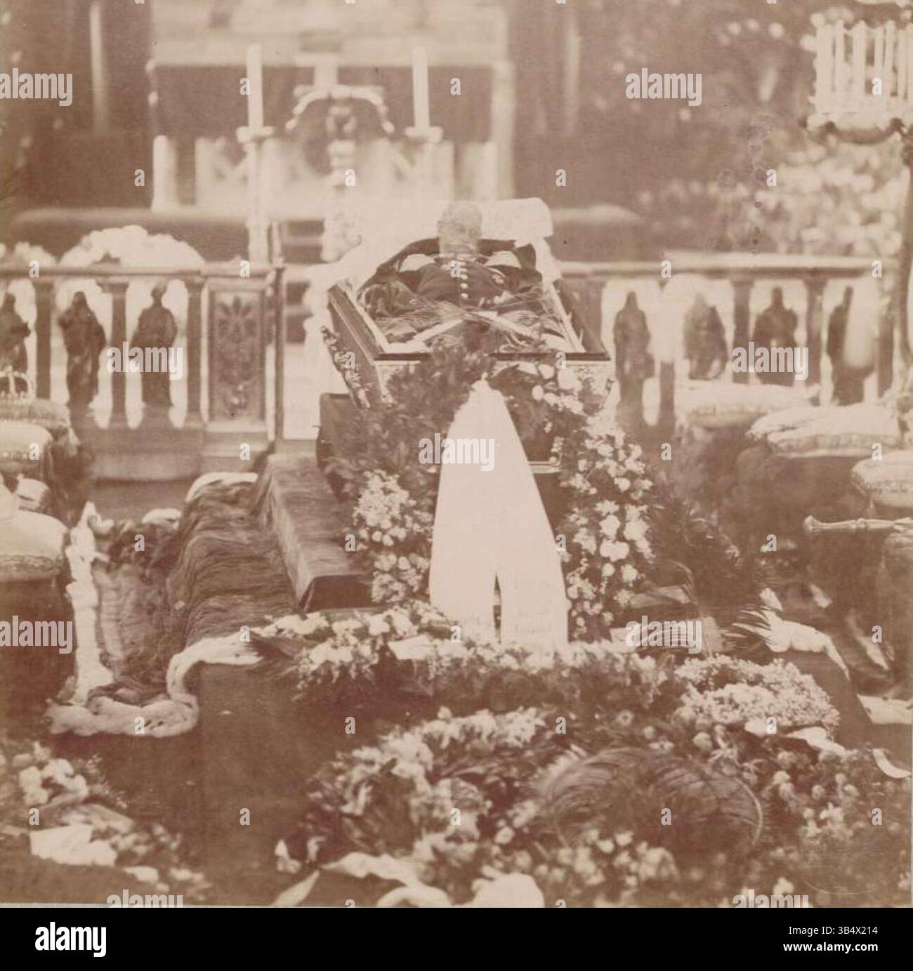 This image depicts Kaiser Wilhelm I lying in state at the Berliner Dom ...