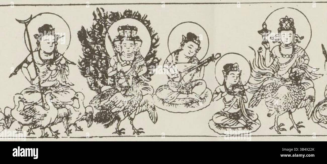 Depiction of deities Candra, Skanda, Sarasvat, Nrya, and Nryaa in the ...