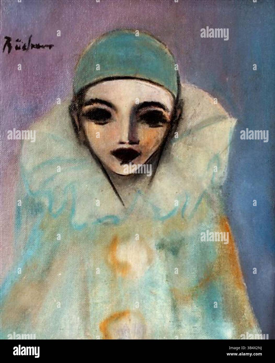 This painting by Carl Buchner, 'Harlequin in a Pale Blue Costume,' is ...