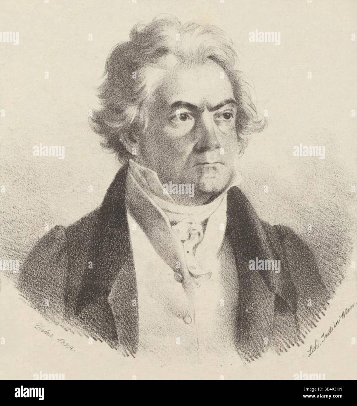 This 1824 portrait of Beethoven by Johann Stephan Decker shows the ...