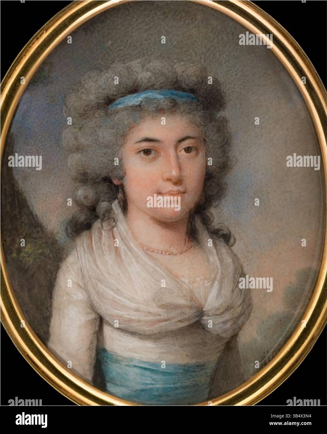Portrait of a lady in a white dress, painted by Louis-Ami Arlaud-Jurine ...