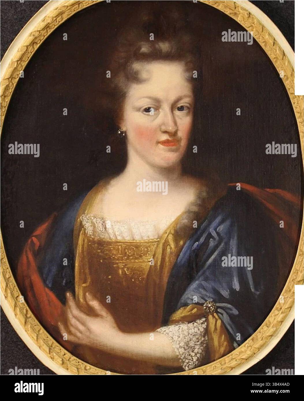 18th-century portrait of a noble lady in an oval format, created in oil ...