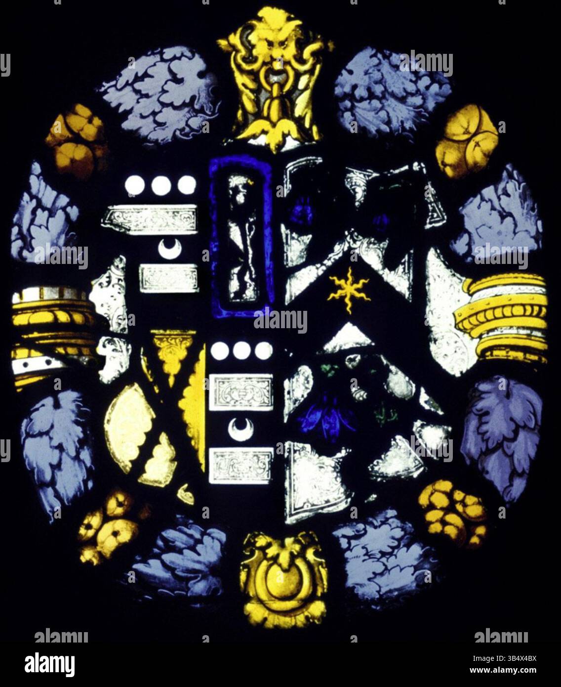 This stained glass panel from 1533-1536 features the heraldic arms of ...