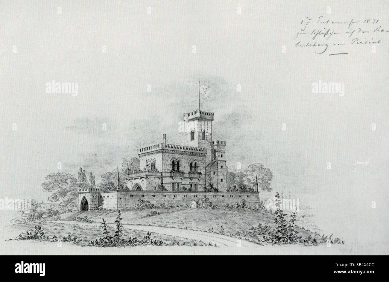 Ludwig Persius's architectural drawing from 1831 illustrates the design ...
