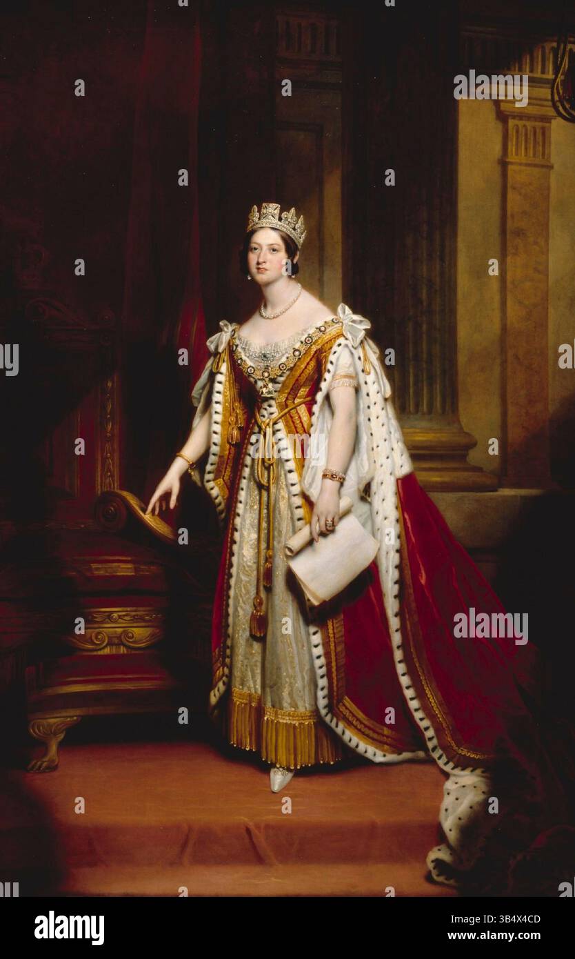 This 1842 portrait by Martin Archer Shee depicts Queen Victoria, one of ...