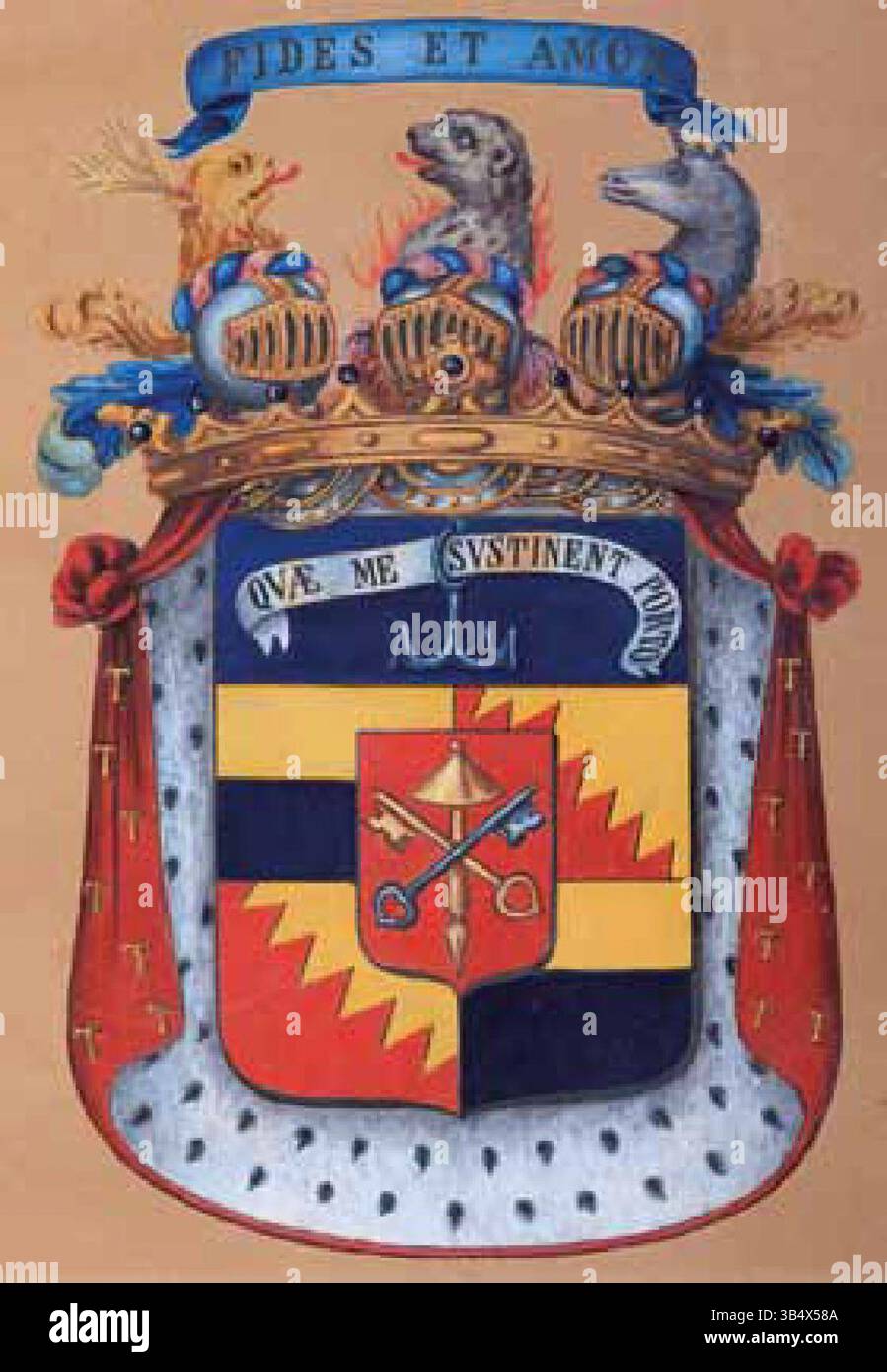 This 1770 family crest (Stemma) represents the Trotti Bentivoglio ...