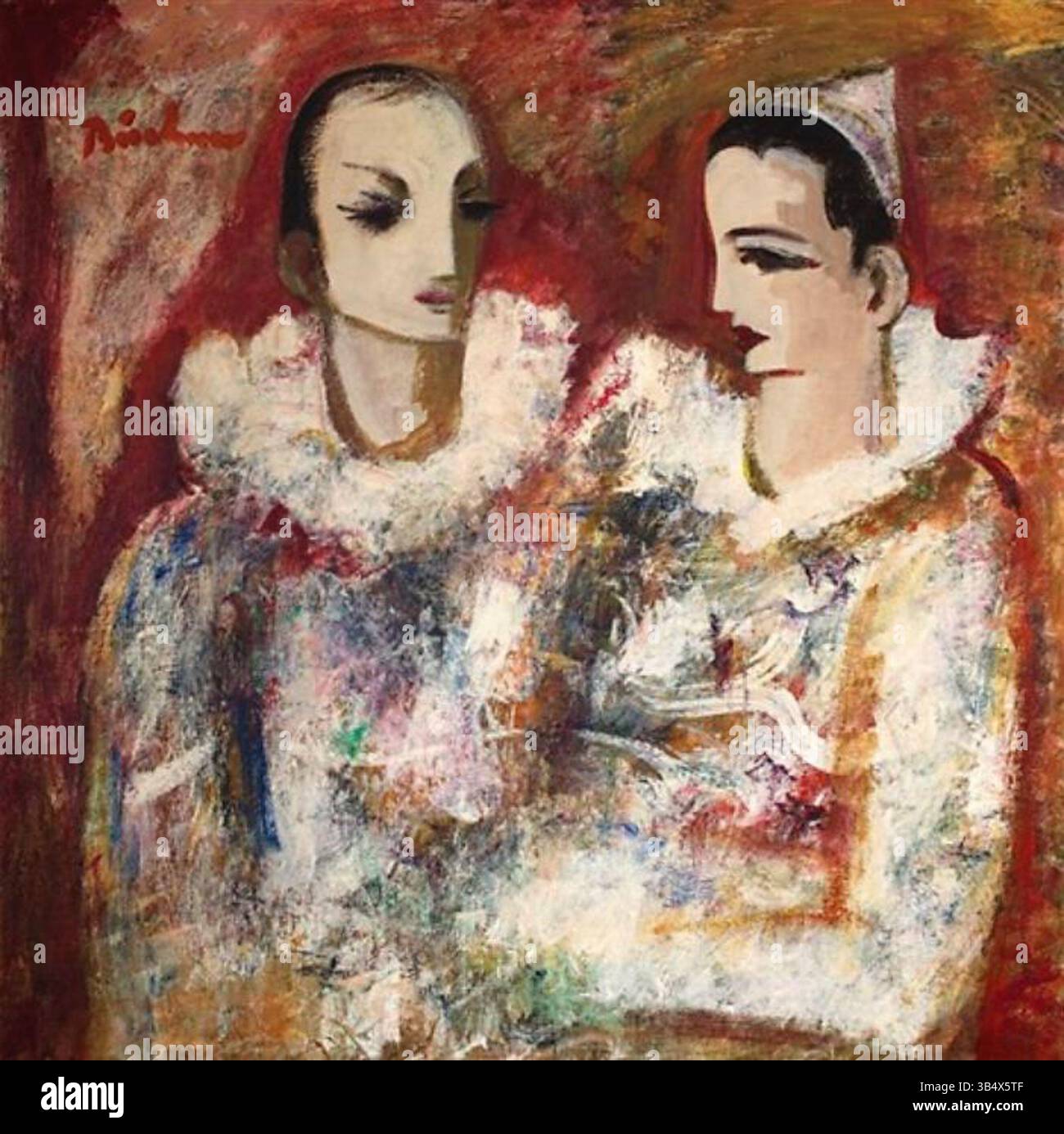 Carl Buchner's oil painting titled 'Two Clowns', created after 1900 ...