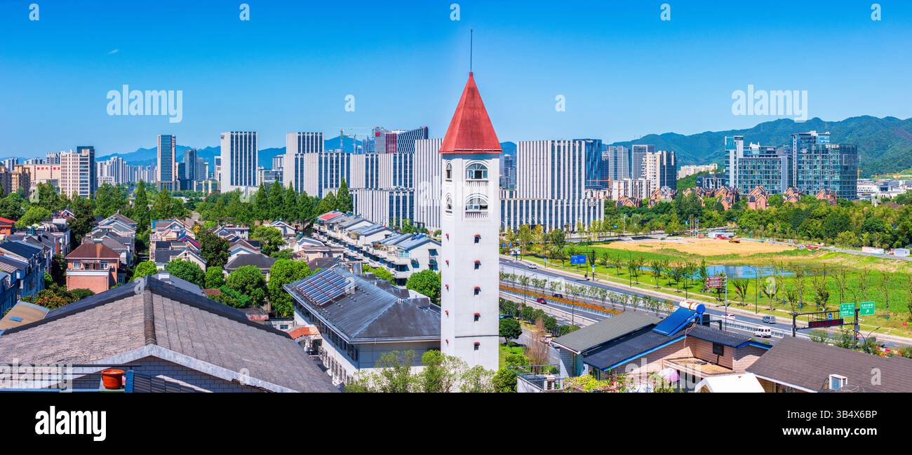 Aerial view of Silicon Valley Town, Fuyang District, Hangzhou City ...