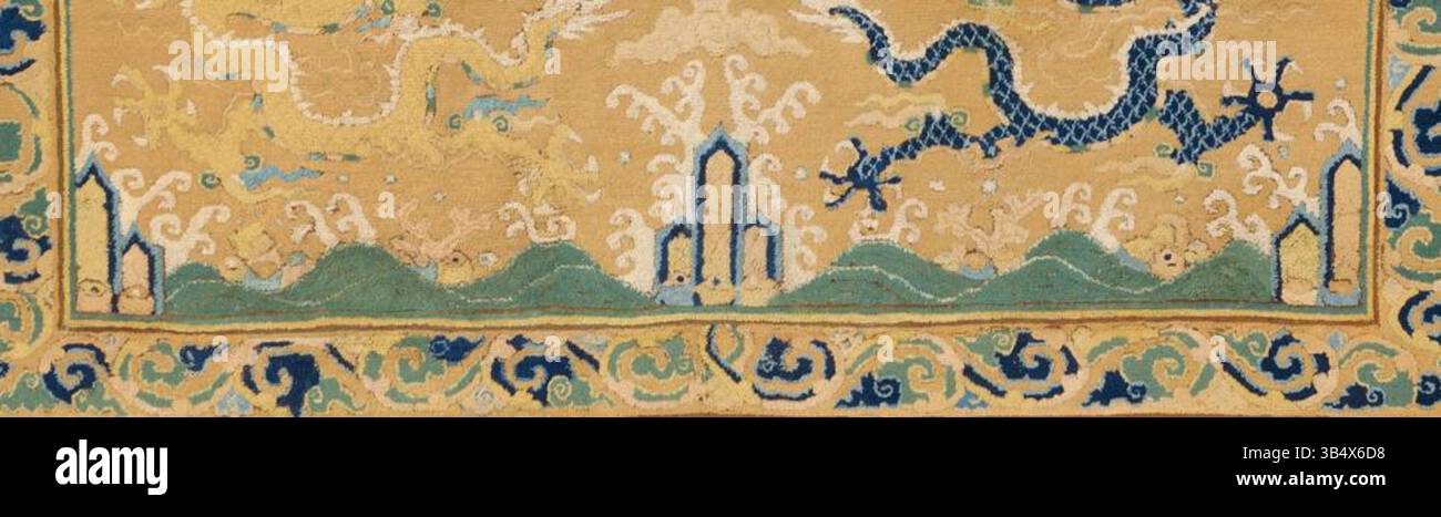 A 16th-century imperial carpet featuring a dragon motif, crafted by ...
