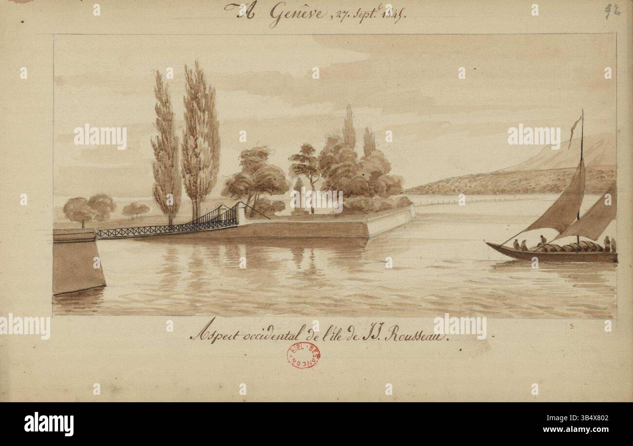 This 1845 drawing by Désiré Monnier depicts the western view of Île ...