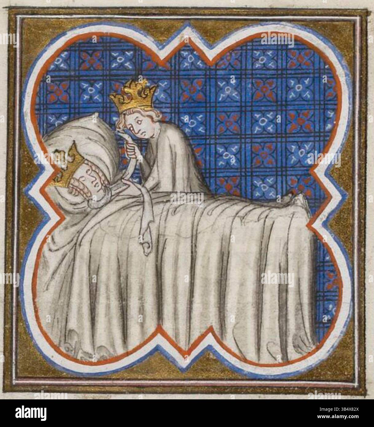 'Chilperic I strangling Galswinthe,' depicted in the 'Grandes ...