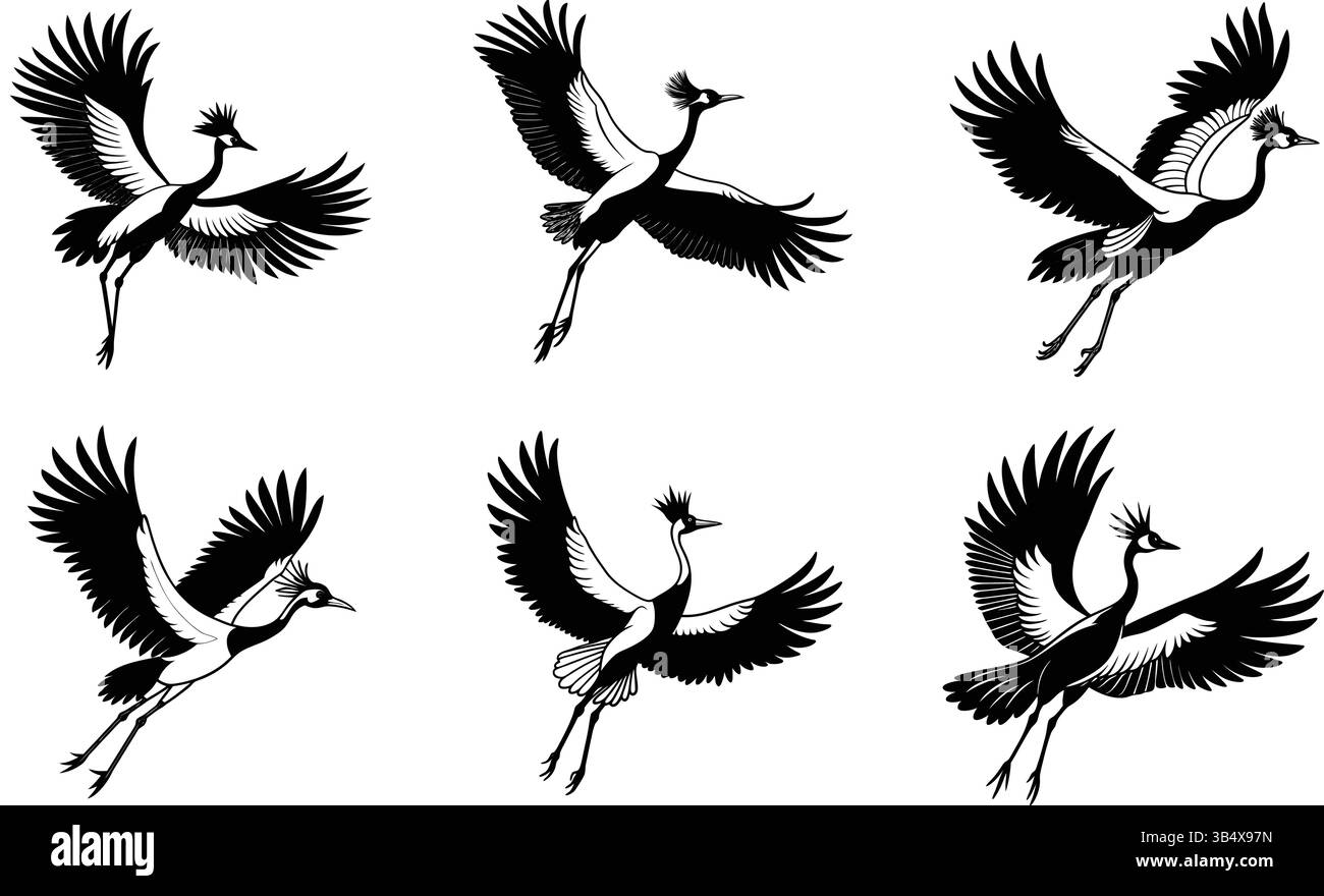 Silhouettes of cranes Stock Vector Images - Alamy