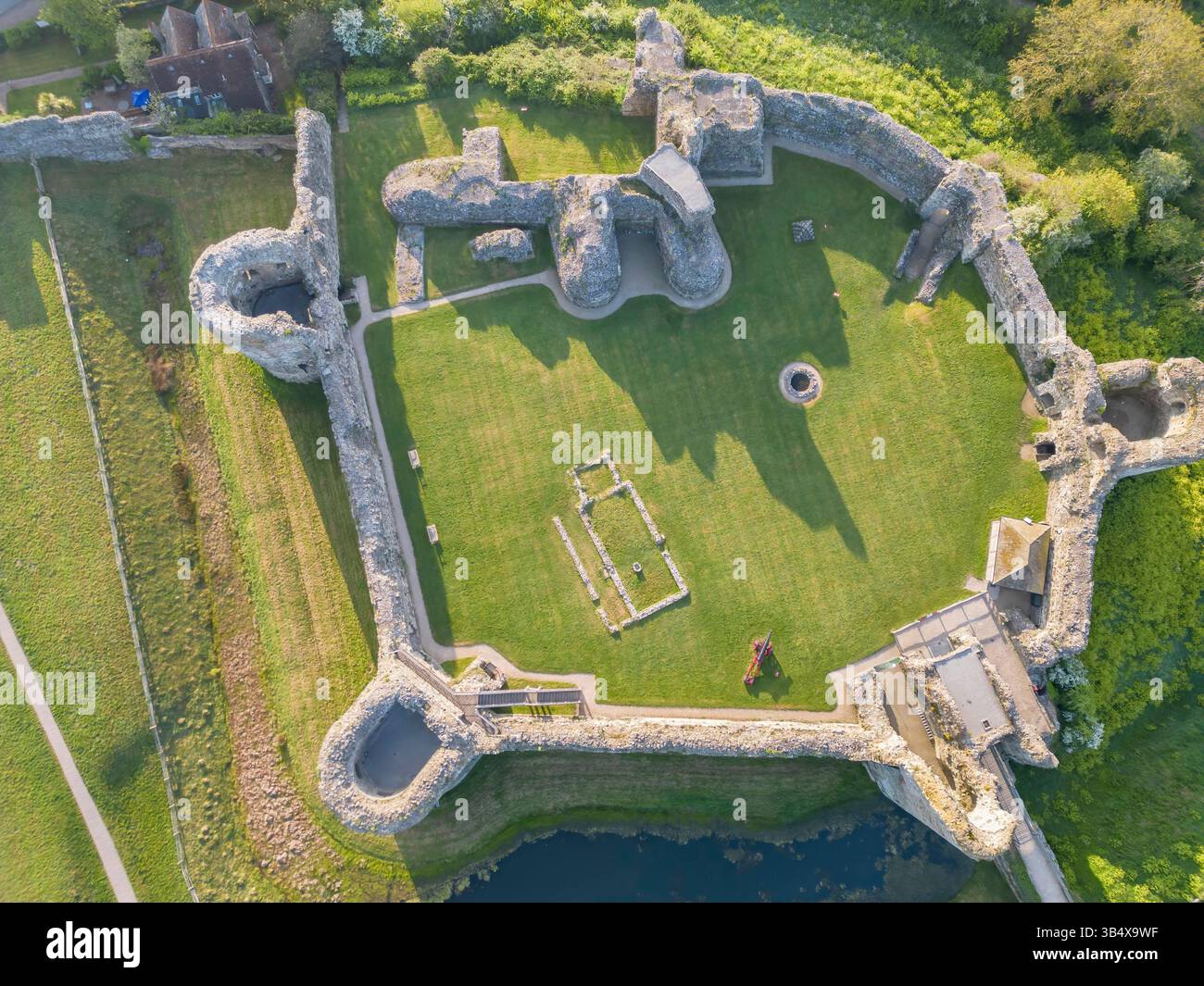 aerial view of pevensey castle in east sussex. The castle dates from ...
