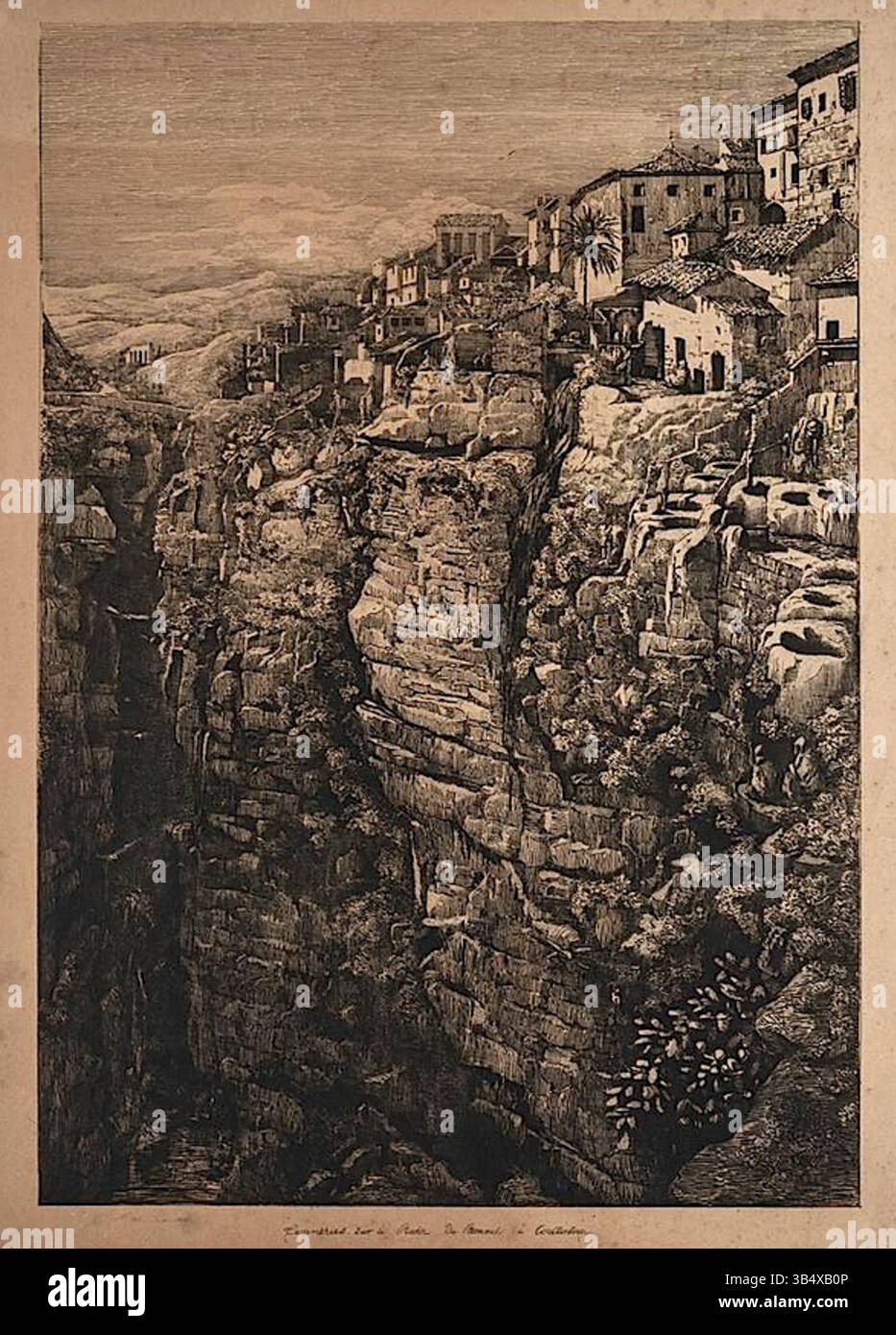 Etching by Gabrielle Niel depicting the tannery view over the Rummel ...
