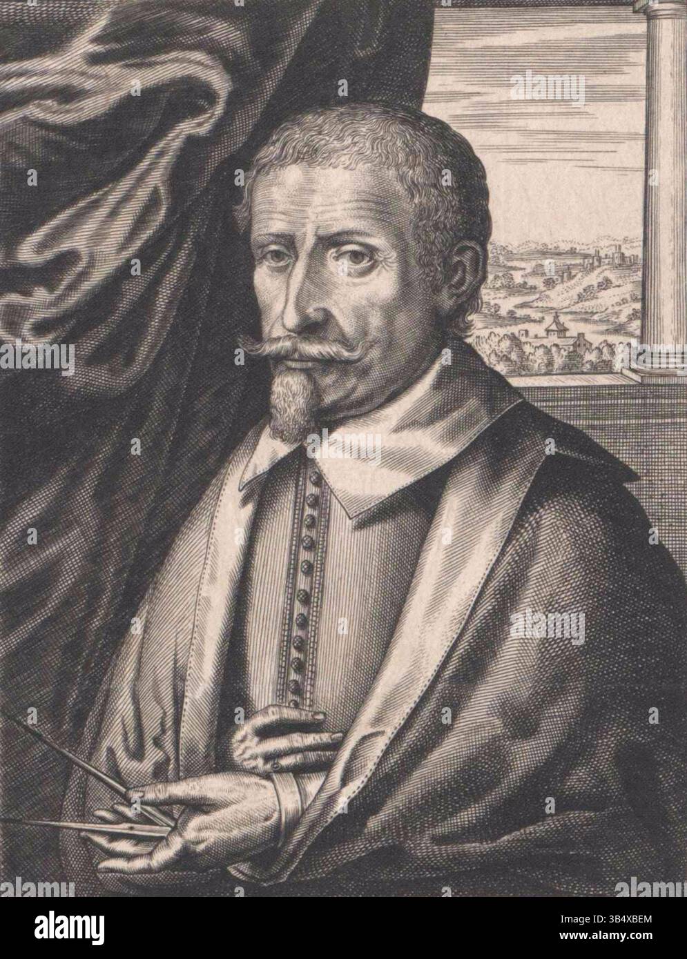 Portrait of Hendrick Hondius I, an engraving created by him in 1662 ...