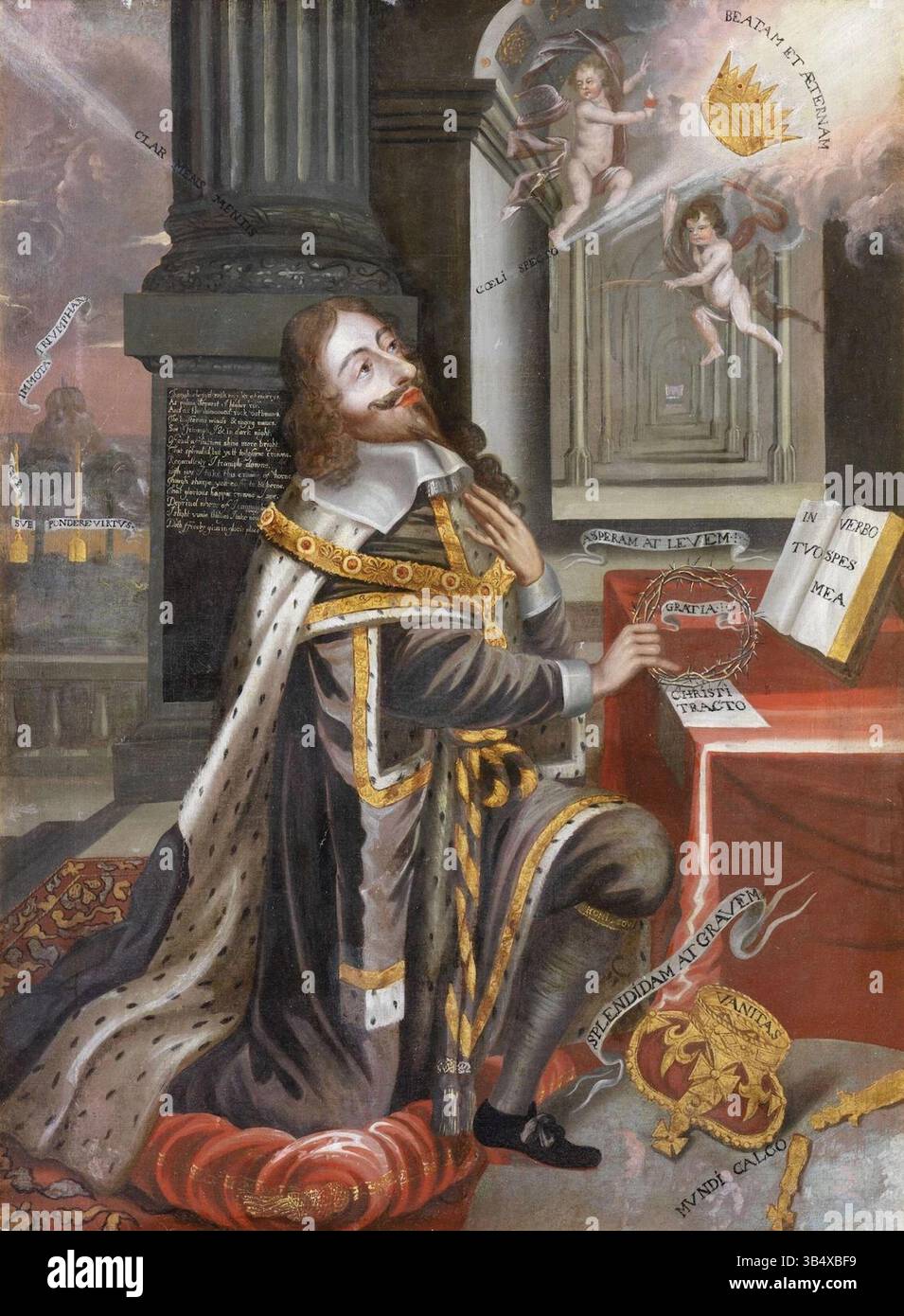 A full-length portrait of King Charles I, wearing State robes and an ...