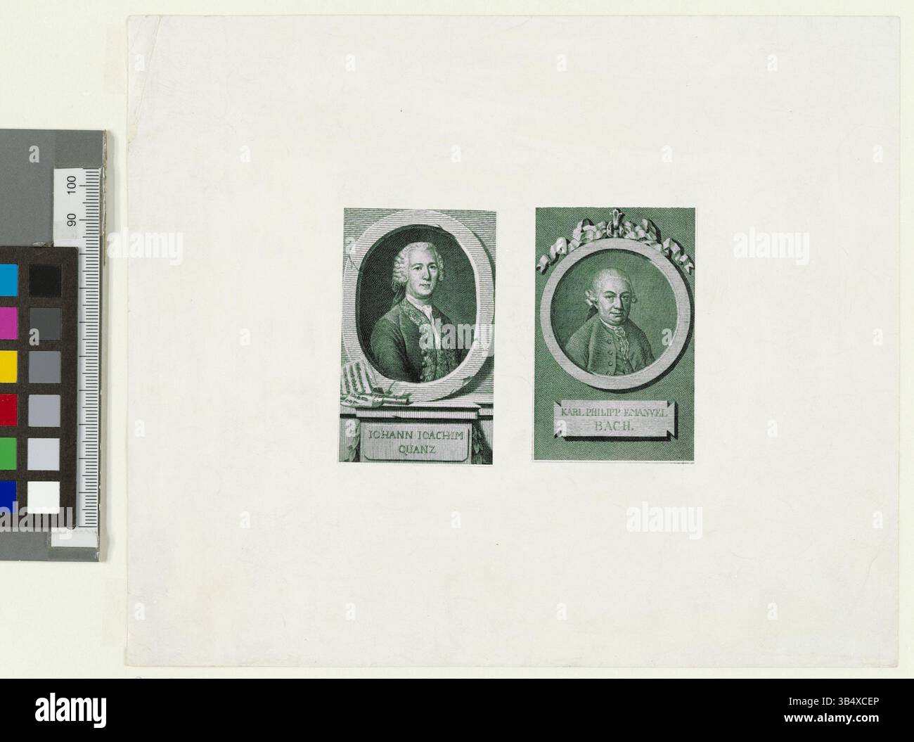 A black-and-white engraving featuring portraits of Johann Joachim ...