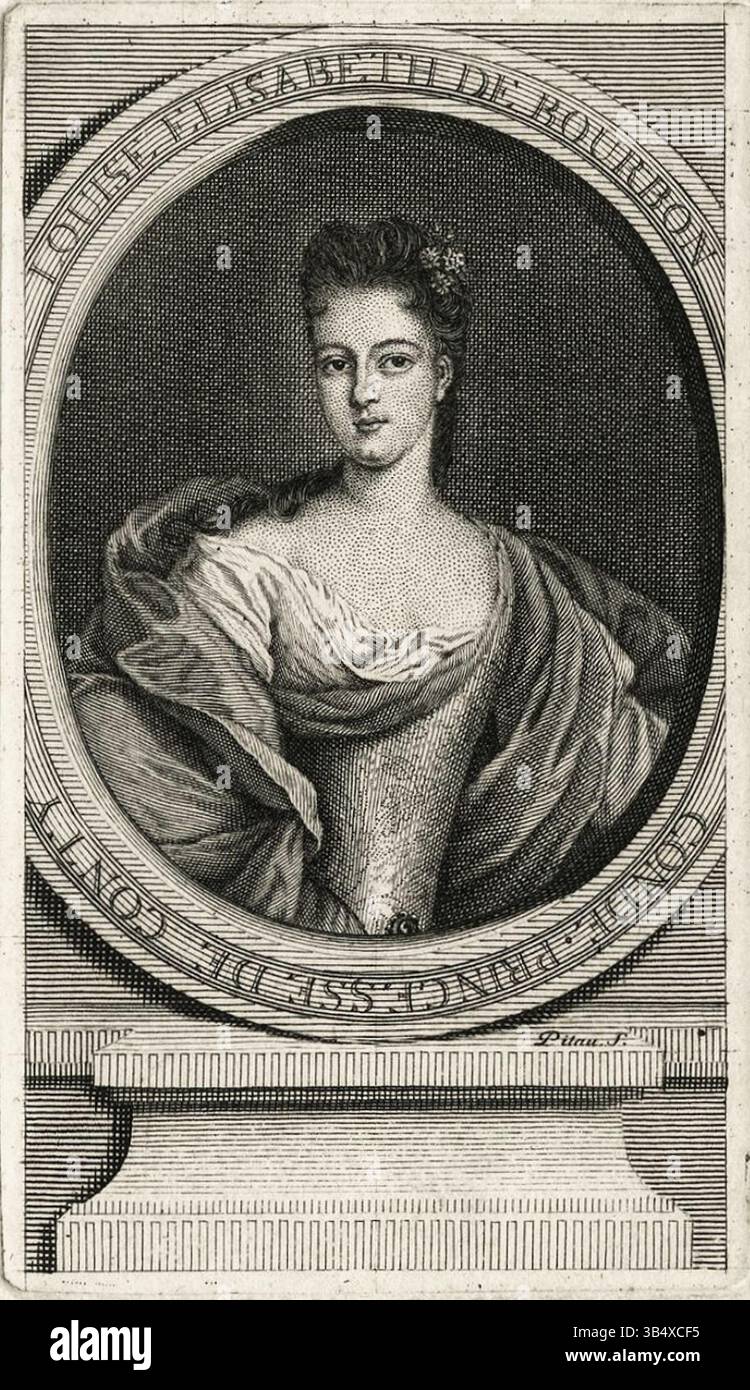 This engraving by Nicolas Pitau the Younger portrays Louise Élisabeth ...