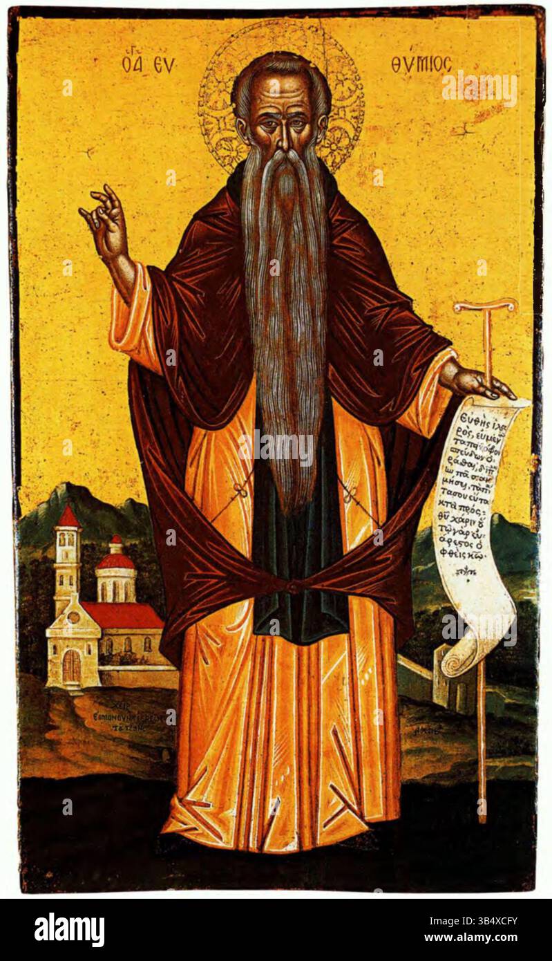 The 1682 icon 'Euthymius the Great' by Emmanuel Tzanes depicts the ...