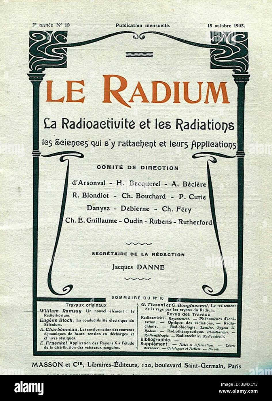 The cover of 'Le Radium' issue 19, published on October 15, 1905, explores radioactivity and its ...